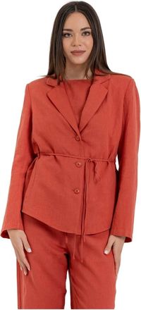 Kocca Femme, Vestes, Brun, Taille: 44 FR Blazer Tailleur avec Ceinture