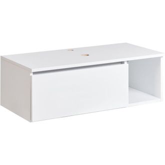 Beliani Beliani - Meuble de Lavabo Suspendu Fa&ccedil;ade Cannel&eacute;e avec 2 &Eacute;tag&egrave;res 80 x 40 cm Blanc Rupanco
