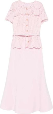 Self Portrait Femme, Robes, Rose, Taille: 38 FR Lace Belted Dress