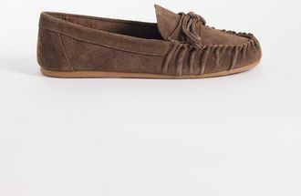 Mango Mocassins en daim avec d&eacute;tails fronc&eacute;s - Chocolat-Brown