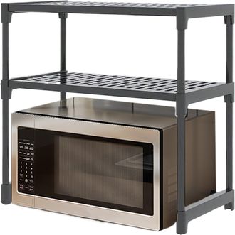 Generico Mikrowellenregal: Effiziente Aufbewahrung von Kochutensilien, Geschirr, Töpfen, Pfannen und Gewürzflaschen mit stabilem Ofenständer, Aufbewahrungsrega