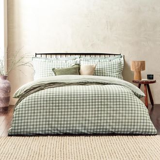 furn. Yard Barton Gingham Check Bettbezug-Set - Wald - Doppelbett, Gr&uuml;n