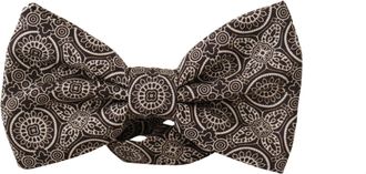 Dolce & Gabbana Mens Black White Silk Adjustable Neck Papillon Tie