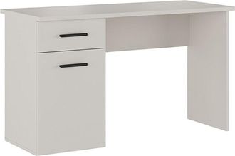PEGANE Table de bureau, meuble de bureau avec 1 tiroir et 1 porte coloris beige - Longueur 120 x profondeur 49,80 x hauteur 72 cm