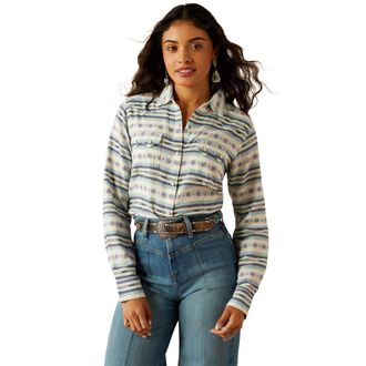 Ariat Womens Seaside Western Shirt Long Sleeve in Geo Stream Serape Jacquard, Size 2X-Large, by Ariat