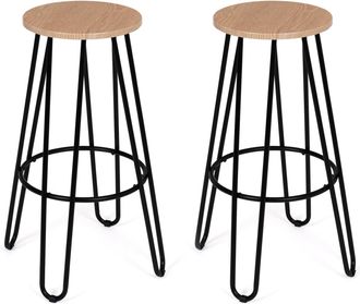 IDMarket 2 Barhocker Dublin runde Sitzfläche Industriedesign