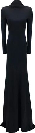 Tom Ford Robe de soir&eacute;e longue en jersey cr&ecirc;p&eacute; &agrave; manches longues avec d&eacute;coupe - Femme - Robes - Noir - Taille: 34 FR