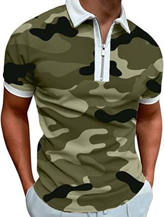 Generic Polo Hommes Manches Courtes Polos dété Casual Polo de Gym Regular Fit Polo T-Shirt Business Polo pour Homme à Manches Courtes Hauts de Sport Henley T-