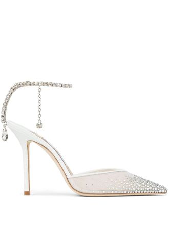Jimmy Choo London escarpins Saeda 100 mm à ornements en cristal - Blanc