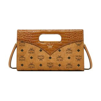 MCM Diamond Tragetasche in Visetos und Leder mit Kroko-Pr&auml;gung - - Bags - Damen - Braun - ONE SIZE