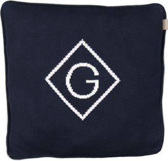 GANT G Knit Kissenh&uuml;lle Farbe Marine 50x50cm Logo Kissen-Bezug Einfarbig