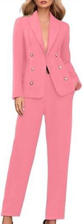 Generico Costume Femme &Eacute;l&eacute;gant Curvy Formelle Complet Blazer Business Couleur Unie L&eacute;ger Vestes Et Pantalons Mode Mariages Et F&ecirc;tes Tailleur Outfits Travail Bu