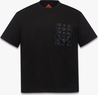 MCM T-Shirt aus Bio-Baumwolle mit aufgesetzter Monogramm-Tasche