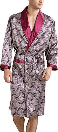 Feoya Robe de Chambre Homme en Soie Artificielle Peignoir de Bain Manches 3/4 Kimono Homme Grande Taille pour Pintemps Eté Automne Style 1 Taille XL