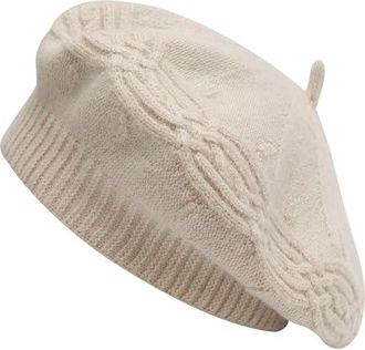 ZLYC Béret Français Réversible en Cachemire de Couleur Unie pour Femmes et Filles(Maille torsadée Beige),Taille Unique