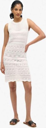 Superdry Robe courte en maille au crochet - Blanc cassé désert