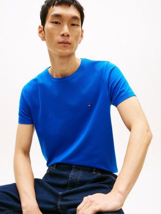 Tommy Hilfiger T-Shirt STRETCH SLIM FIT unifarben, casual, slim fit, Baumwollmix, Rundhals