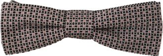 Dolce & Gabbana Mens Black White Flower Pattern Silk Neck Papillon Tie