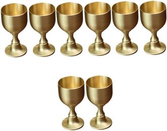 Pretyzoom 8 Pi&egrave;ces Verre &agrave; Vin En Laiton Coupe De Vin Coupe Doffrande Gobelet De Style Europ&eacute;en Coupe &agrave; Vin Calice Coupe De L&eacute;glise Gobelet M&eacute;di&eacute;val Coupe Sacr&eacute;