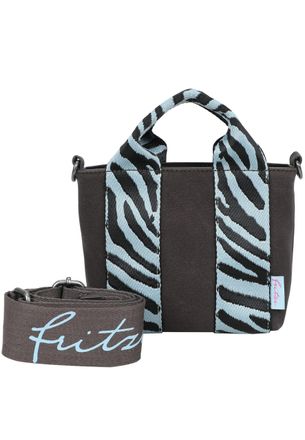 Fritzi Aus Preu&szlig;en Fritzi Bini Heritage Espressini Crossbody Handtasche Klein - Vegan Lederimitat Zebra-Tierprint, verstellbarer Webbing-Gurt, Rei&szlig;verschluss, Kurzgriff,