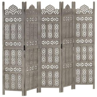vidaXL Vidaxl - Cloison de séparation 5 panneaux Gris 200x165 cm Bois manguier