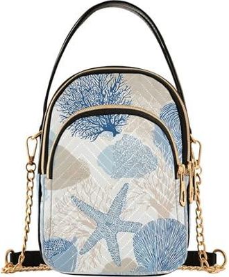 Mnsruu Sac à bandoulière pour femme, coquillages, océan, côtier, sac à main, petit sac à bandoulière avec sangle réglable