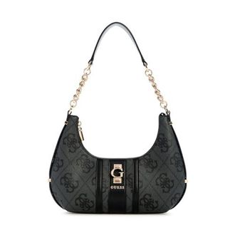 Guess sac &agrave; &eacute;paule Erenia Top Zip Shoulder Bag Coal Logo gris fonc&eacute;