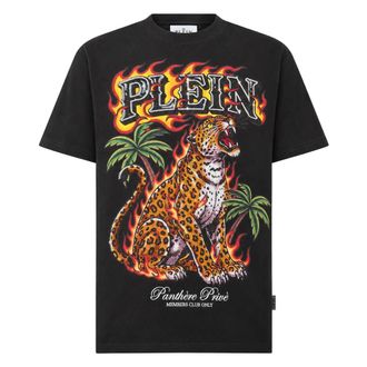 Philipp Plein T-Shirt &agrave; col rond Urban Jungle Leopard - Homme - Tops - Noir - Taille: M