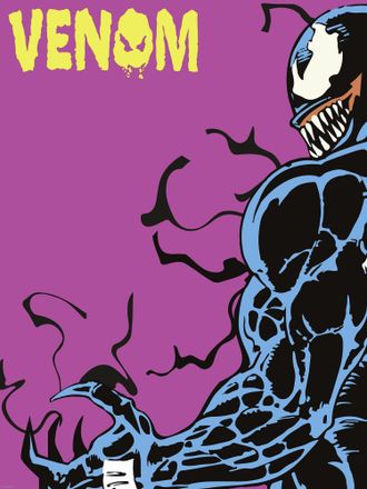 Komar Wandbild- Marvel Venom Colourful Stare - Größe 30 x 40 cm - Poster, Kinderzimmer, Dekoration - gerollt ohne Rahmen, Pink