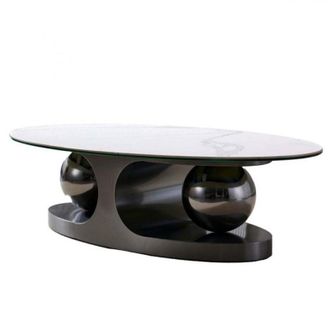Inside75 Inside75 - Table basse design sphere black nickel 120 base m&eacute;tal noir plateau marbre blanc