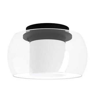 Eglo LED Deckenleuchte Briaglia-c, dimmbare Deckenlampe elegant, Smart Home Wohnzimmerlampe Decke aus Glas und Metall in schwarz, Glas Kugel mit satinierte
