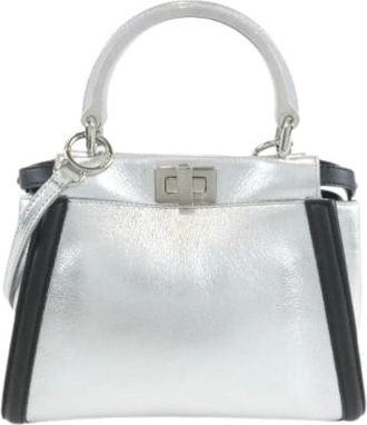 Fendi Pre-owned Sac &agrave; main Peekaboo Mini en cuir de veau - Femme - Pre-owned - Gris - Taille: ONE Size