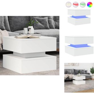 vidaXL Couchtisch mit LED-Leuchten Wei&szlig; 50x50x40 cm - Couchtisch - Wohnzimmerstil - Holzwerkstoff - led Beleuchtung - Wei&szlig;er Couchtisch