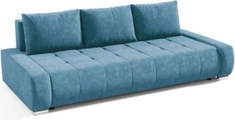 Fun Möbel Sofa 3-Sitzer mit Schlaffunktion vogar Stoff Aston Lichtblau