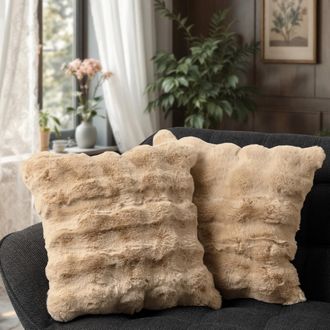 Paco Home 2er Set Deko Wohnzimmer Kissen Boho Kissenbezug Aesthetic Kopfkissen Sofakissen Modern Kissenhülle Waschbar, Farbe:Beige, Sets:2pcs-Set