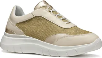 Geox Damen D PLUMMERY A Sneaker, Lt Gold/Papyrus, 40 EU