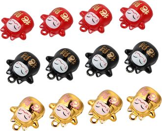 DOITOOL Teiliges Gl&uuml;ckskatze Kupfergl&ouml;ckchen DIY Zubeh&ouml;r f&uuml;r Haustierhalsb&auml;nder Schmuck und Bastelarbeiten Kleine Gl&uuml;cksbringer in Rot Schwarz und Gold Vielse