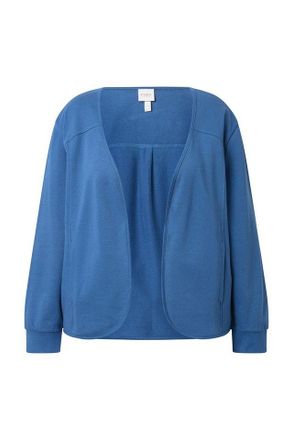 Ulla Popken Sweatjacke Sweatjacke V-Ausschnitt Langarm Biobaumwolle