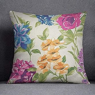 Bonamaison Le Jardin du Lin Kissenhüllen, Cotton, Mehrfarbig, 45x45