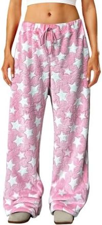 Generic Pantalon de pyjama en flanelle pour femme, pantalon de pyjama décontracté en peluche pour femme, pantalon de détente moelleux avec cordon de serrage, 
