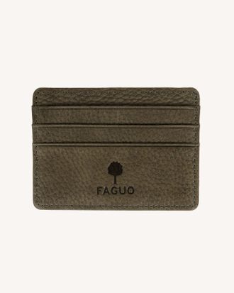 Faguo Porte-carte cuir grain&eacute; vert fonc&eacute;
