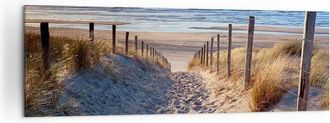 Arttor Panorama Bilder auf Leinwand 160x50cm Leinwandbild Meer Strand Düne Groß XXL Wanddeko Bild Schlafzimmer Küche Wandbilder Dekoration Wohnzimmer Wall De