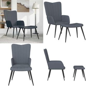 vidaXL Vidaxl - Relaxsessel mit Hocker Dunkelgrau Samt - Samtsofa - Sessel Grau - Lounge Chair - Beistelltisch - Entspannungsstuhl - Home & Living