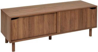 5five Simply Smart 5Five Simply Smart - Meuble TV 2 portes coulissantes marron effet noyer - Dimensions 120x40x42 cm - Rangement pratique pour appareils multim&eacute;dias