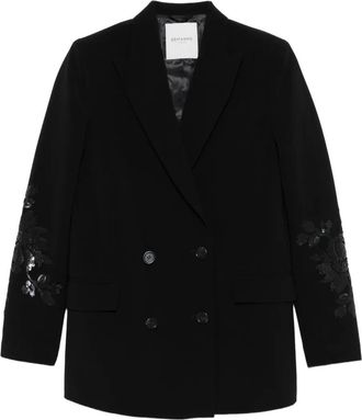 Ermanno Scervino manteau croisé à sequins - Noir