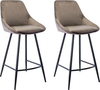 Vente-Unique Masurie Barhocker, Samt, Taupe, 2 St&Aring;ck