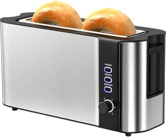 Generic Grille-pain à 2 Tranches à Longue Fente, Grille-pain Commercial Avec 6 Réglages De Brunissage, Fentes Extra Larges Pour Bagels Et Gaufres