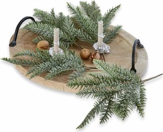 Loberon Deko-Zweig 4er Set Millies, naturnahe Optik, verschneiter Look, Weihnachtsdekoration, Weihnachten, PVC, Eisendraht, grün