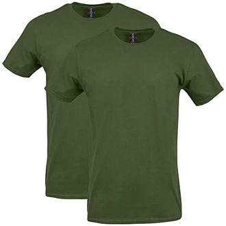 Gildan Softstyle Cotton T-Shirt, Style G64000, 2-Pack, Vert Militaire, S (Lot de 2) Homme