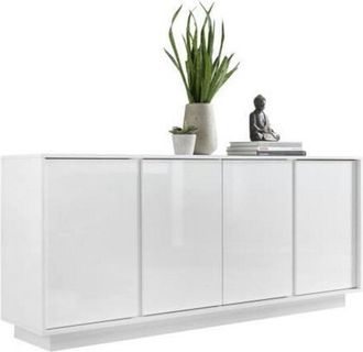 Les Tendances Buffet 4 Portes - Blanc Laqu&eacute; Brillant - L 180 x P 43 x H 78 cm - RICCIONE